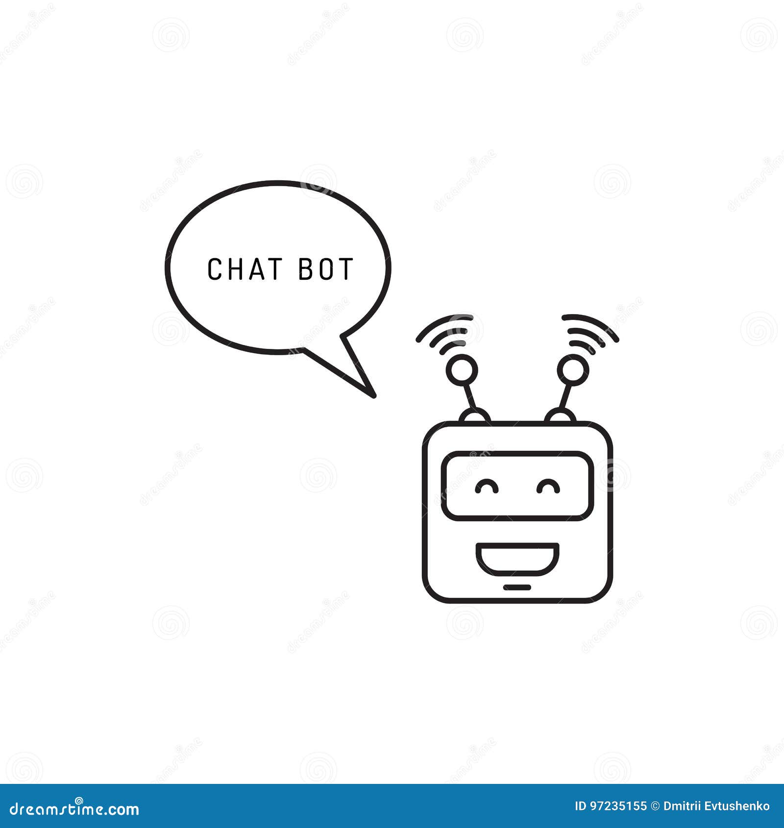 Chatbot face outline icon stock vector. Illustration of chatbot - 97235155