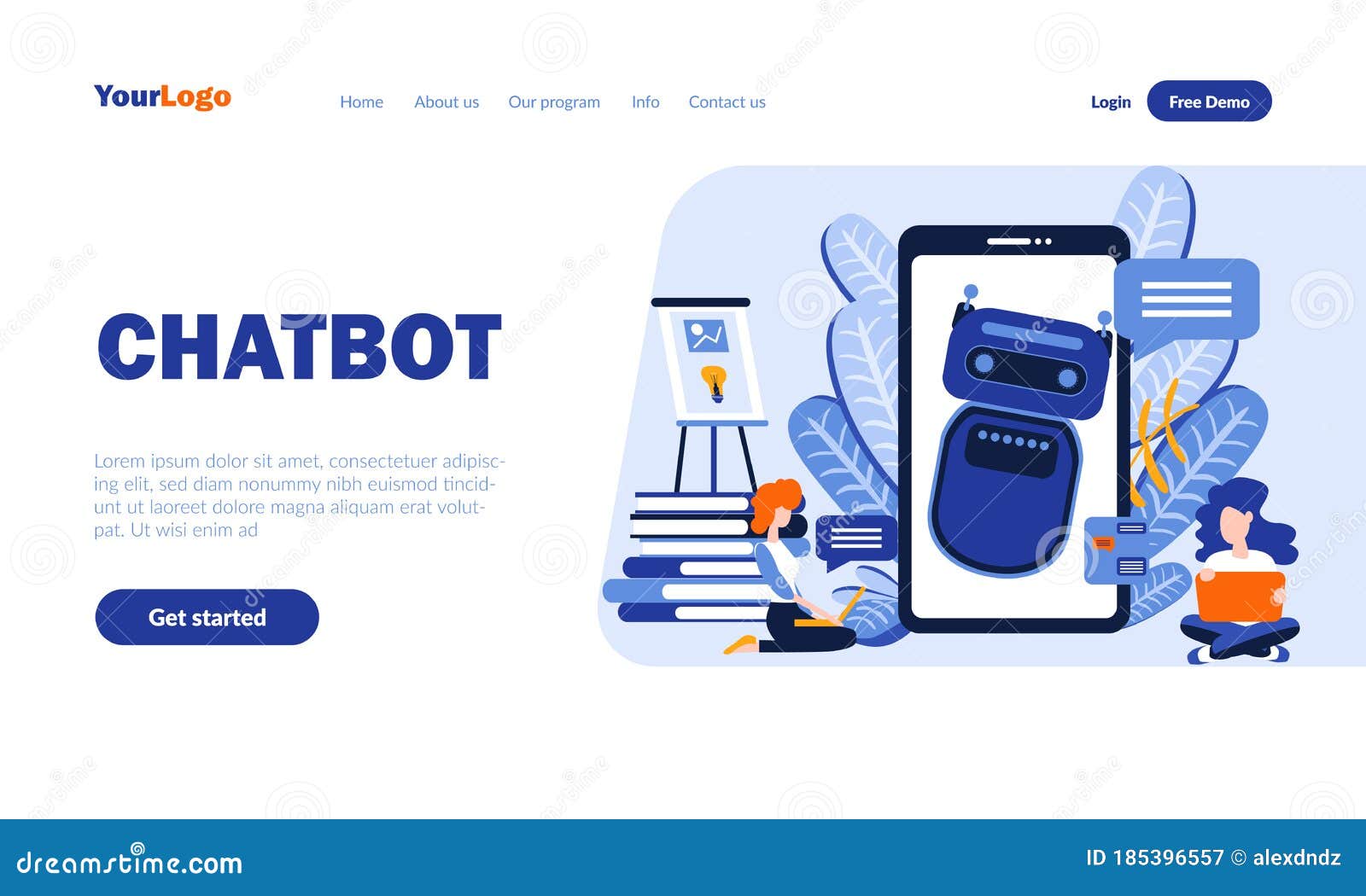 Chatbot Flat Landing Page. People Chatting With Chatbot, Virtual ...