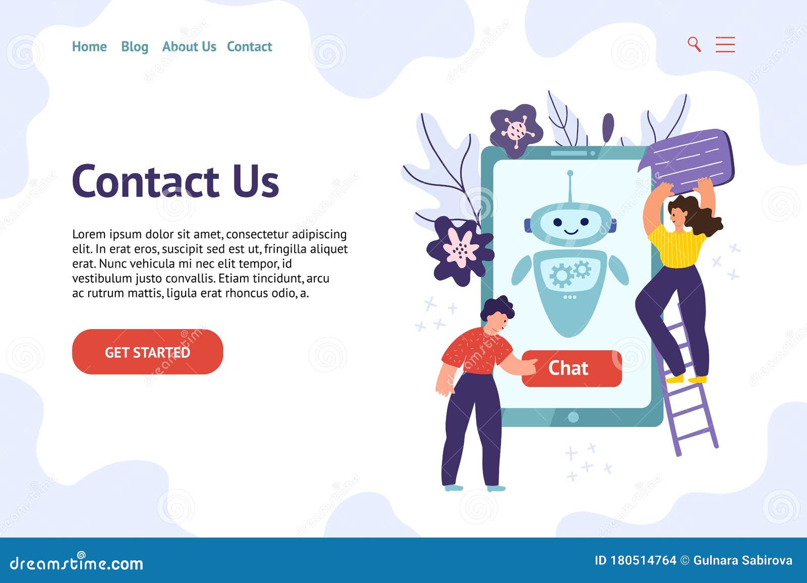 Chatbot Header Template for Website. Contact Us Banner Concept Stock ...