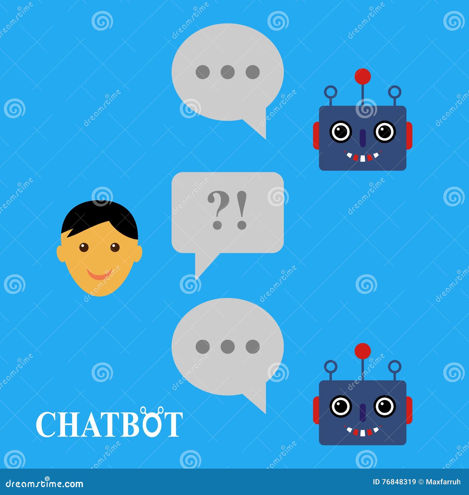 Chatbot and Human Conversation Stock Illustration - Illustration of ...