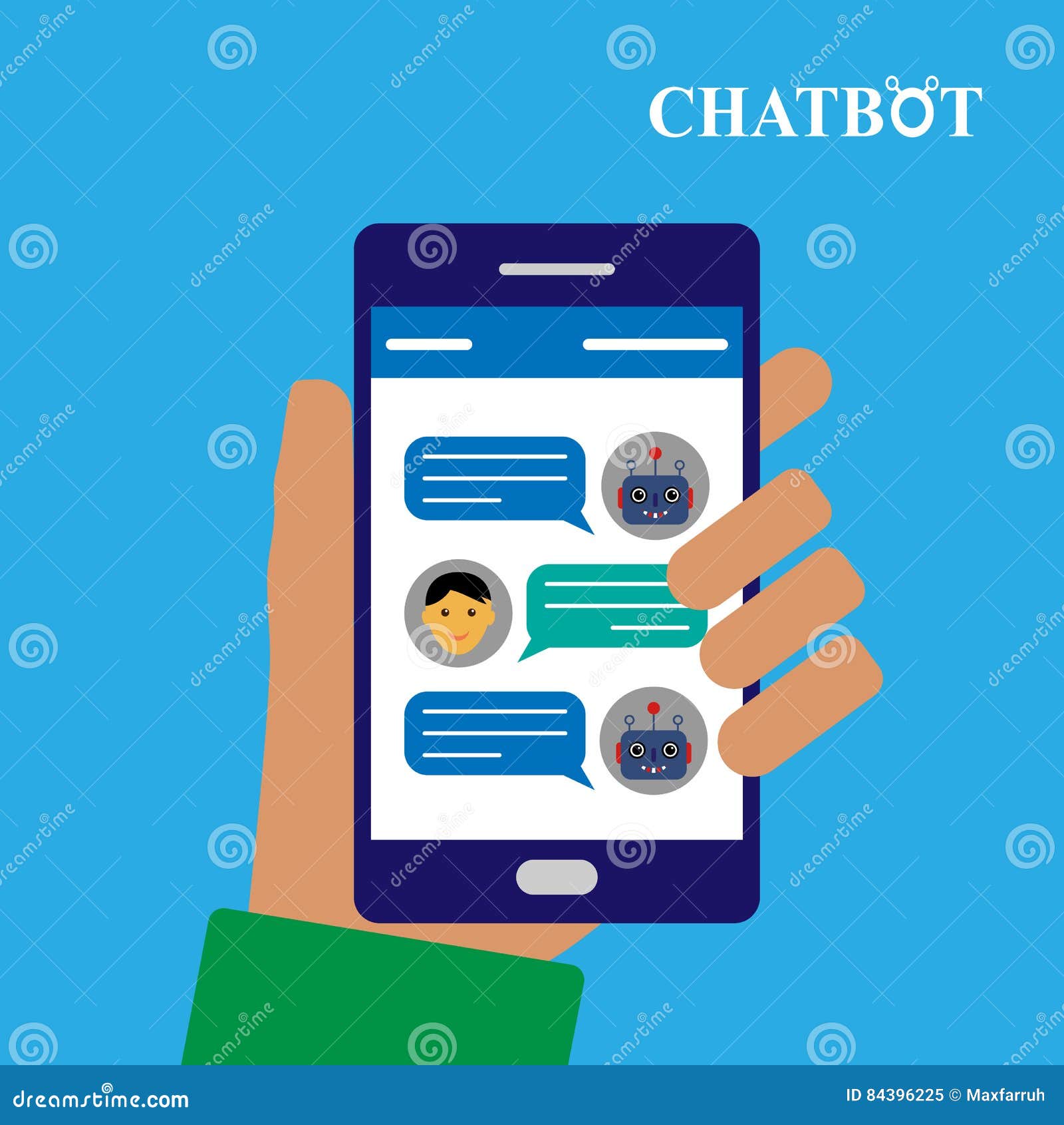 Chatbot and Human Conversation on Smartphone Stock Vector ...