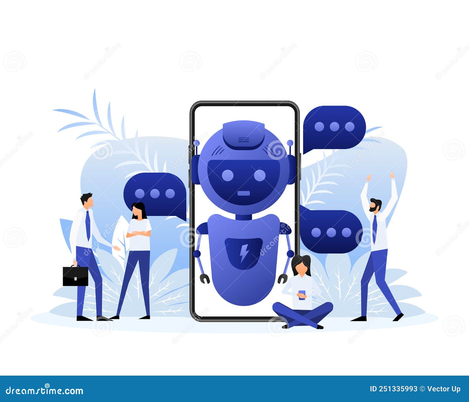 Chatbot Icon Concept, Chat Bot or Chatterbot. Flat Style Characters ...