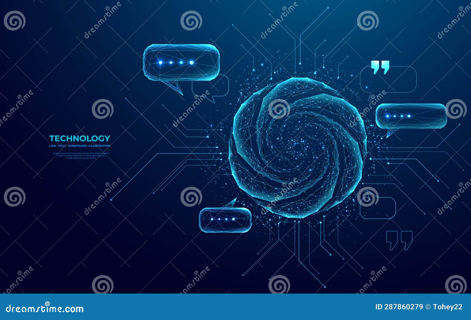 Chatbot Icon and Talk Bubble Speech in Low Poly Wireframe Style Stock ...