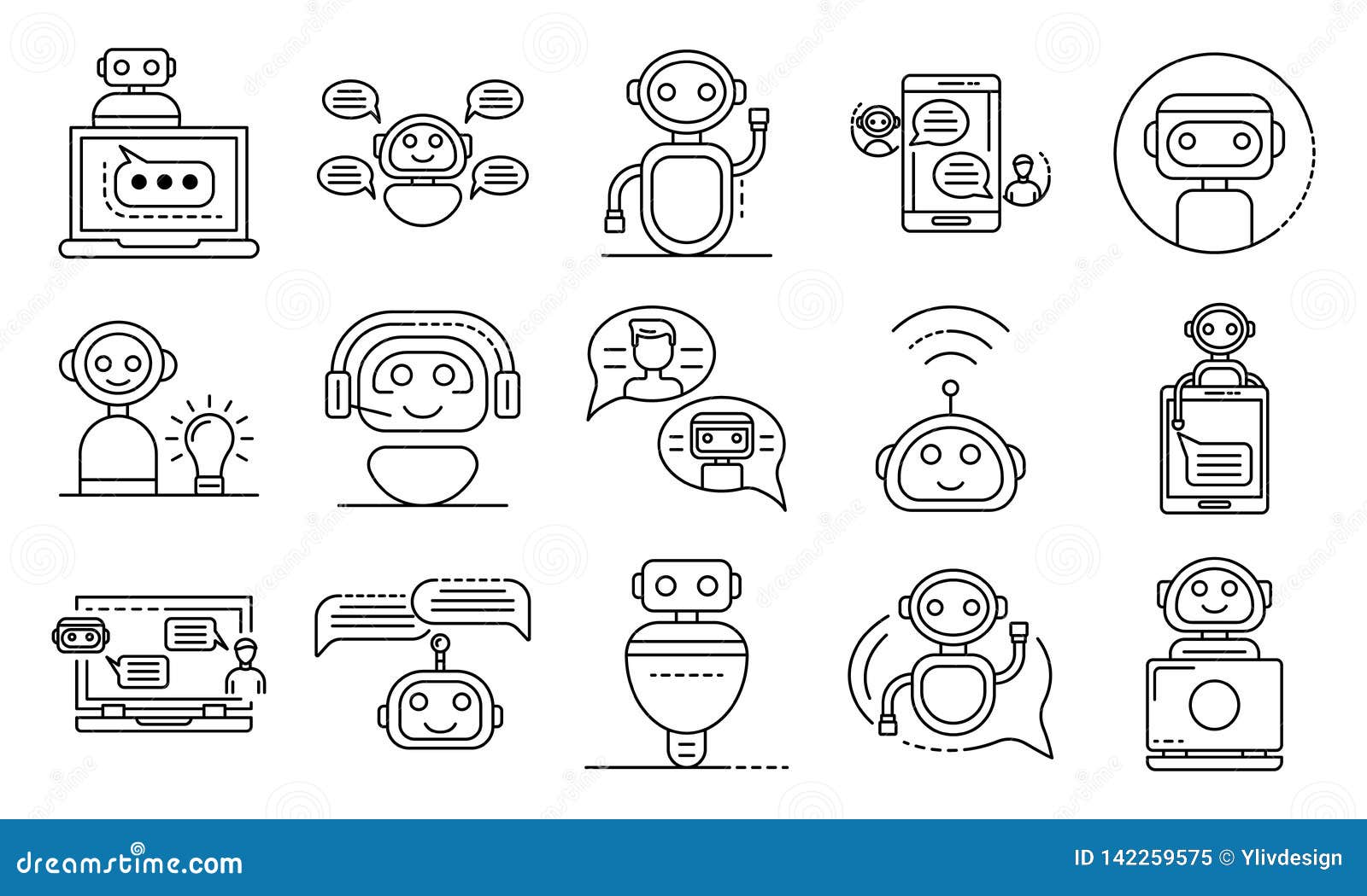 Chatbot Icons Set, Outline Style Stock Vector - Illustration of ... Chatbot Icons Set, Outline Style Stock Vector - Illustration of ...
