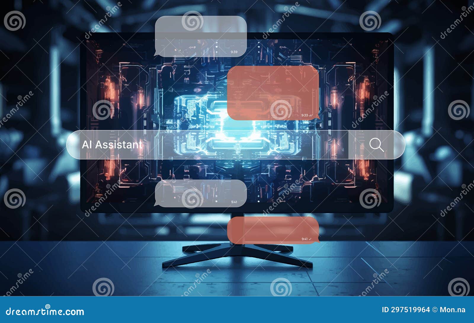 Chatbot Illustration Template, AI Chat Technology Communication ...