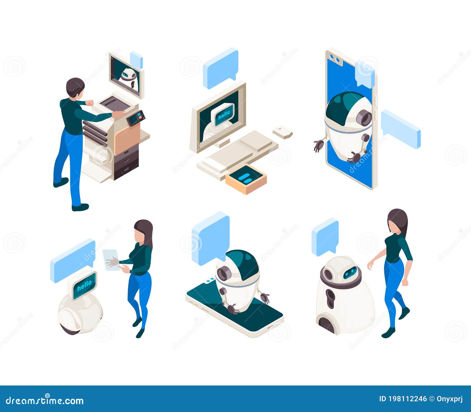 Man With Computer Head Who Teaches Mathematics With Children Vector ...