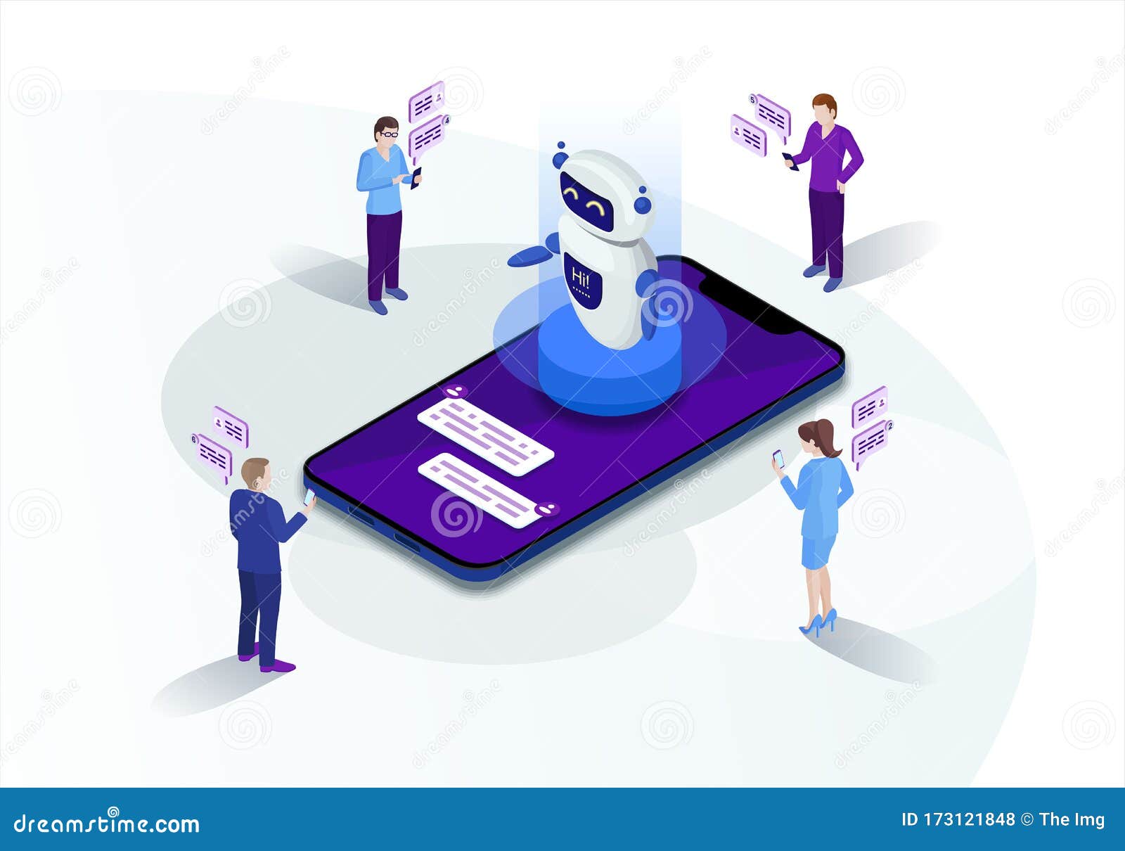 Chatbot Isometric Vector Illustration Stock Vector - Illustration of ...