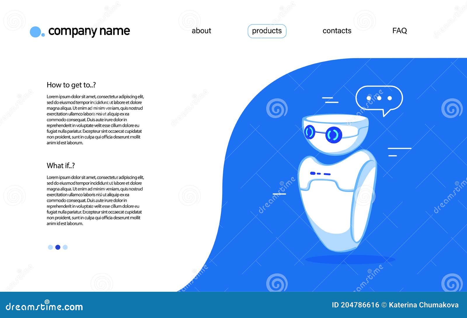 Landing Page Design Template, Mobile App Interface. Chat Bot and ...