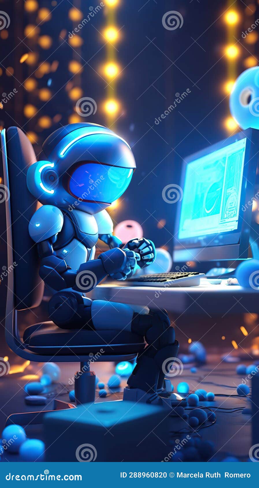 Chatbot Learning and Answering Questions, 3D Render Style. AI Generated ...