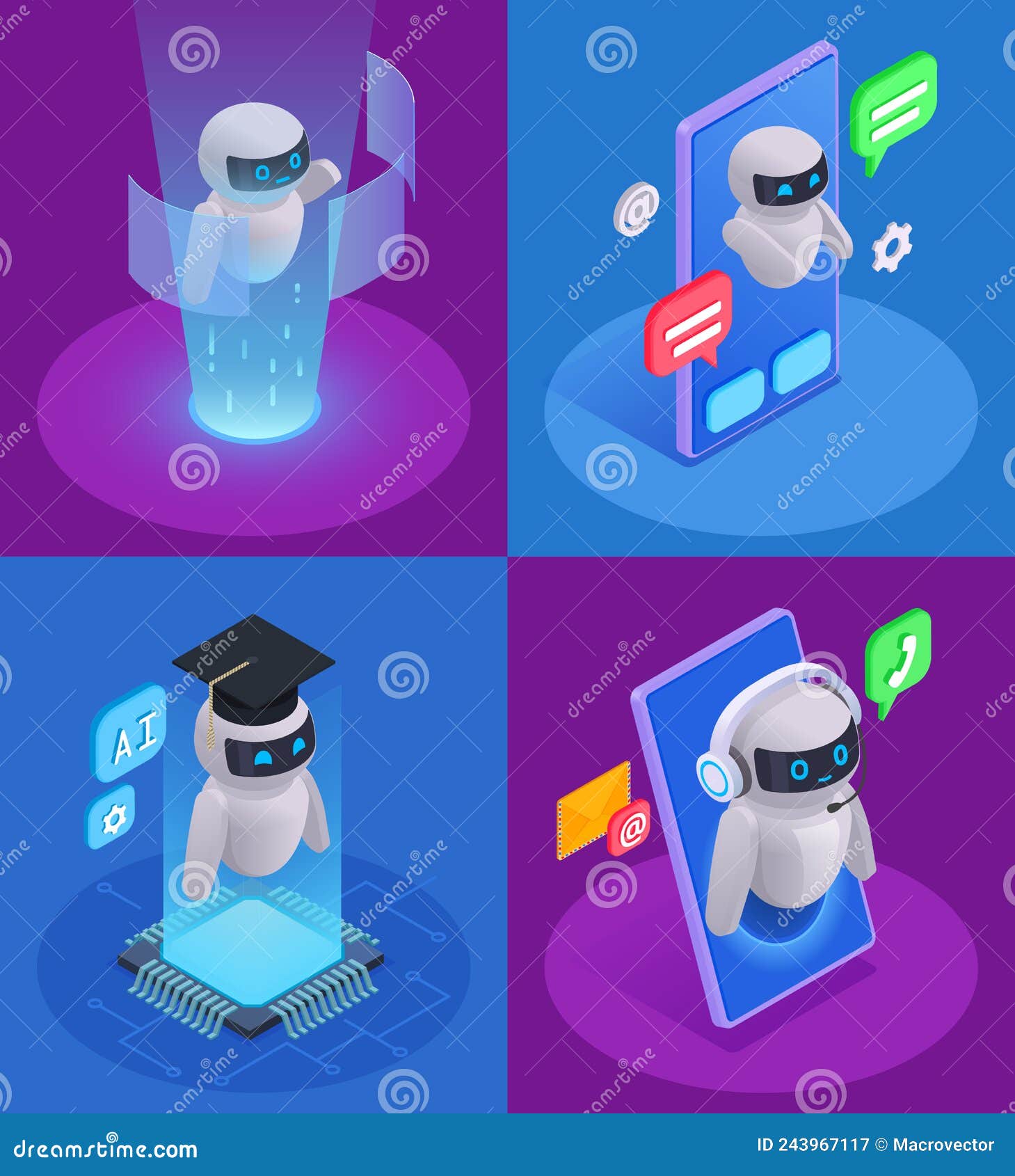 Chatbot Messenger Flowchart Cartoon Vector | CartoonDealer.com #251408347