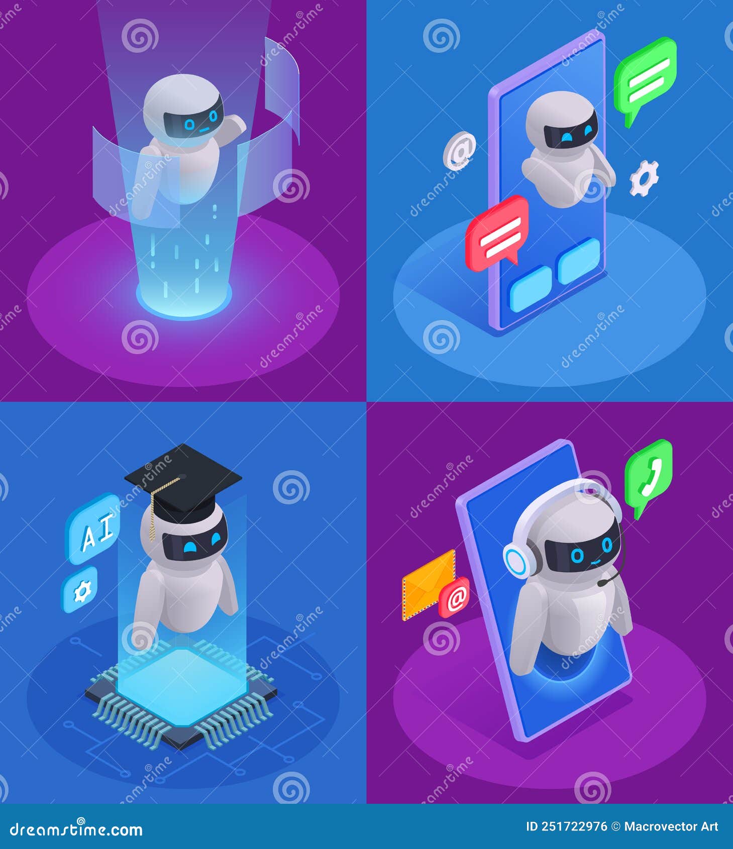 Chatbot Messenger Design Set Stock Vector - Illustration of support ...