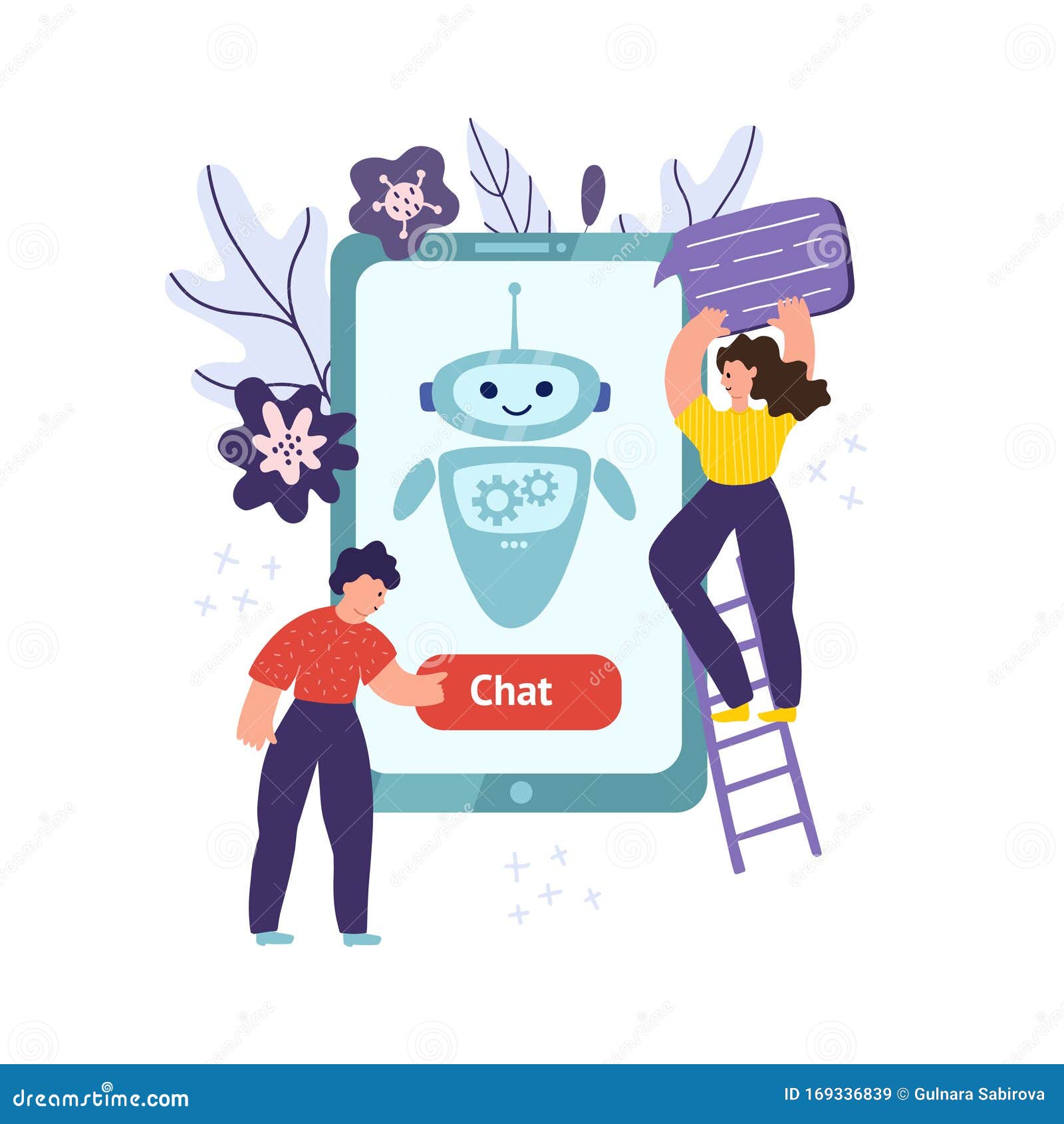 Chatbot App Mobile Helper. Dialoge Windows Flat Design Concept. Social ...