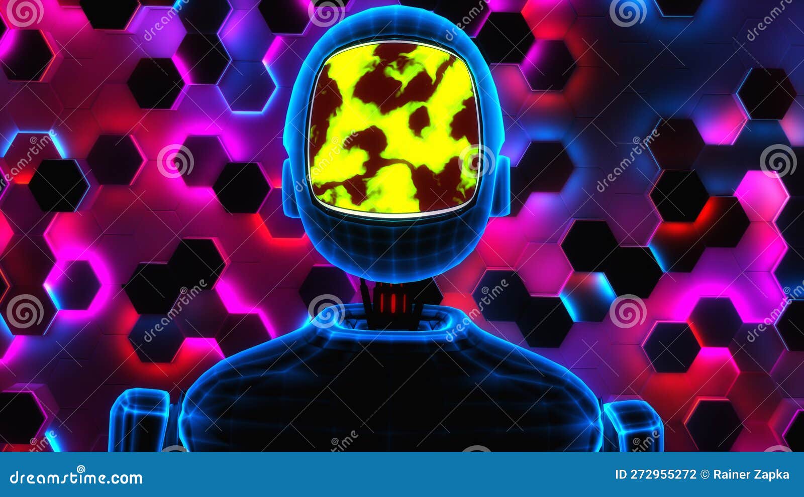 A Chatbot in Neon Colors (3d Rendering Stock Illustration ...