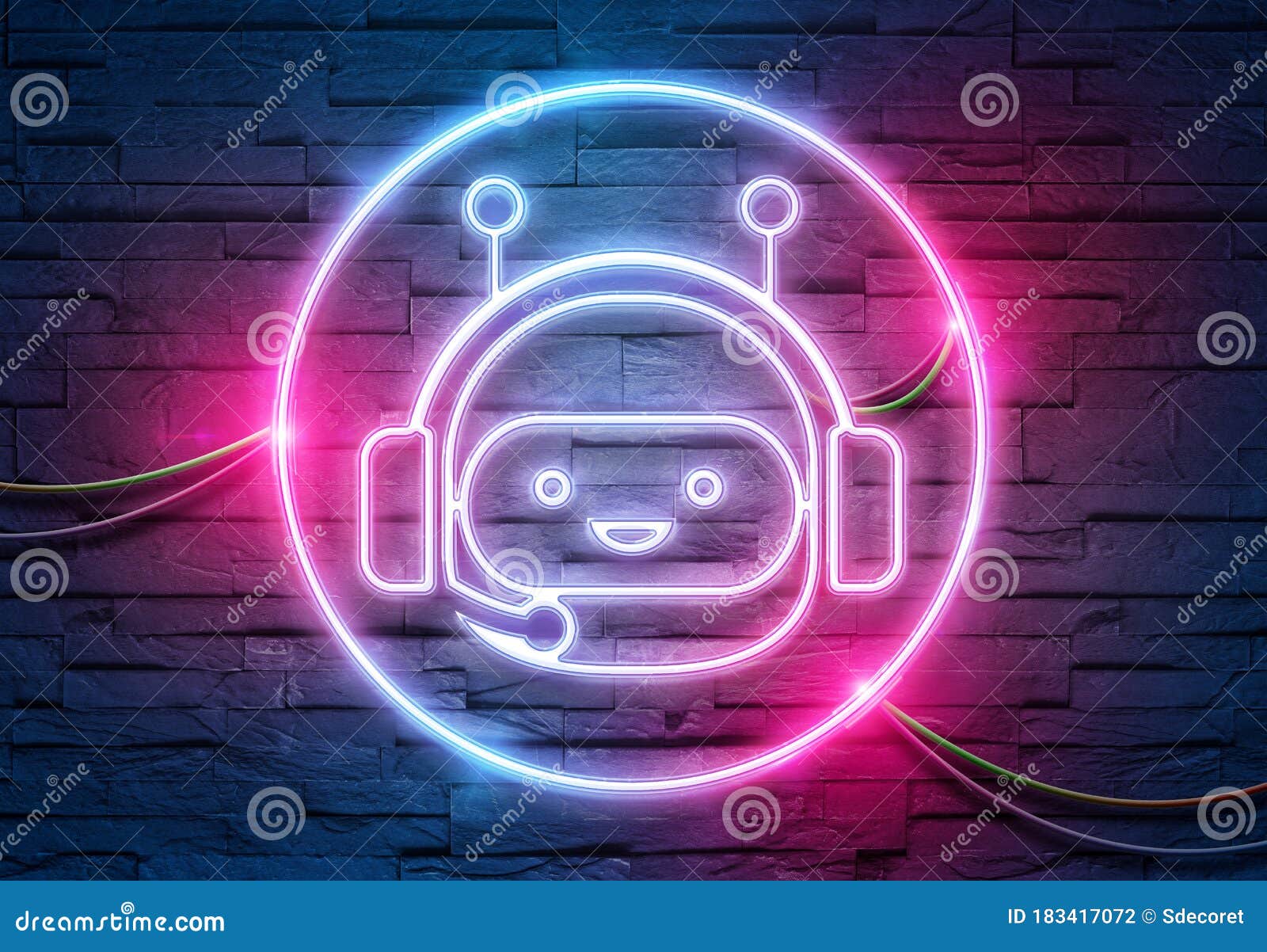 Chatbot Blue Icons Set. AI Cute Chatbots Robots Signs Collection Stock ...