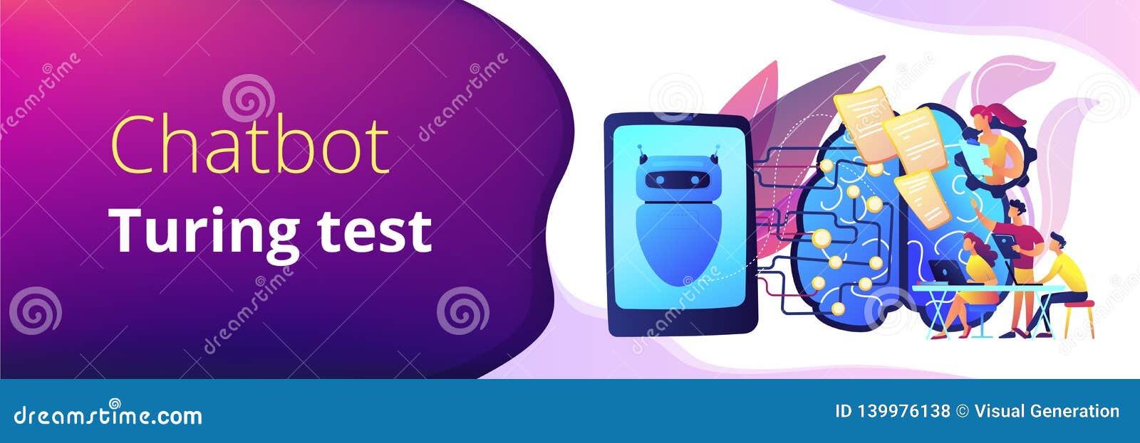 Chatbot Passing The Turing Test Concept Banner Header Stock Vector