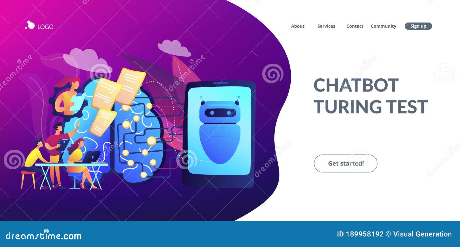 Chatbot Passing The Turing Testconcept Landing Page. Cartoon Vector ...