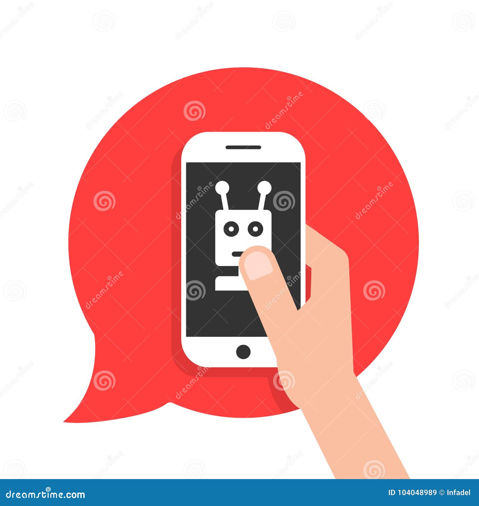 Chatbot Phone on Red Speech Bubble Stock Vector - Illustration of ...