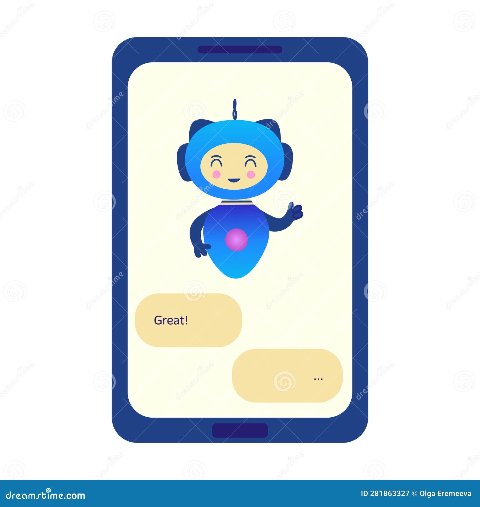 Chatbot on Phone Shows Sign is Great. Vector Stock Vector ...