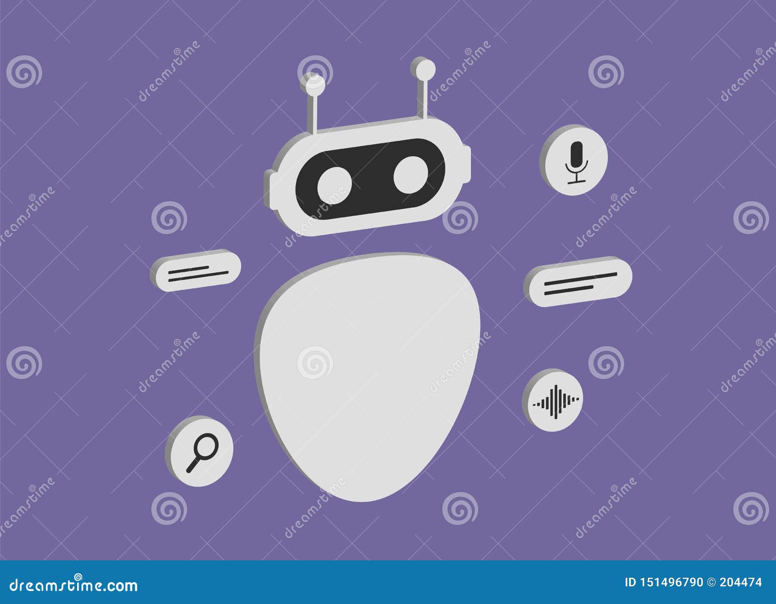 Chatbot and Robot Flat Icon on a Light Purple Background with a Shadow ...