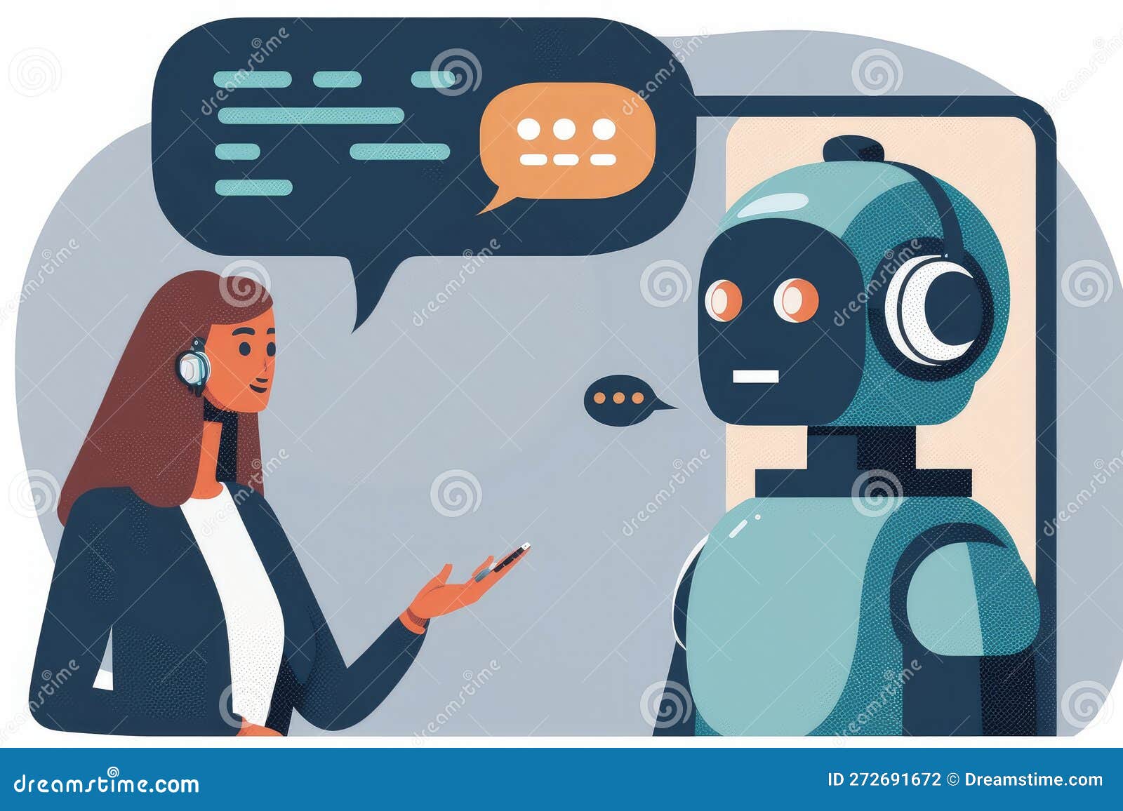 Chatbot Robot, Interacting with Human Customer Service Representative ...