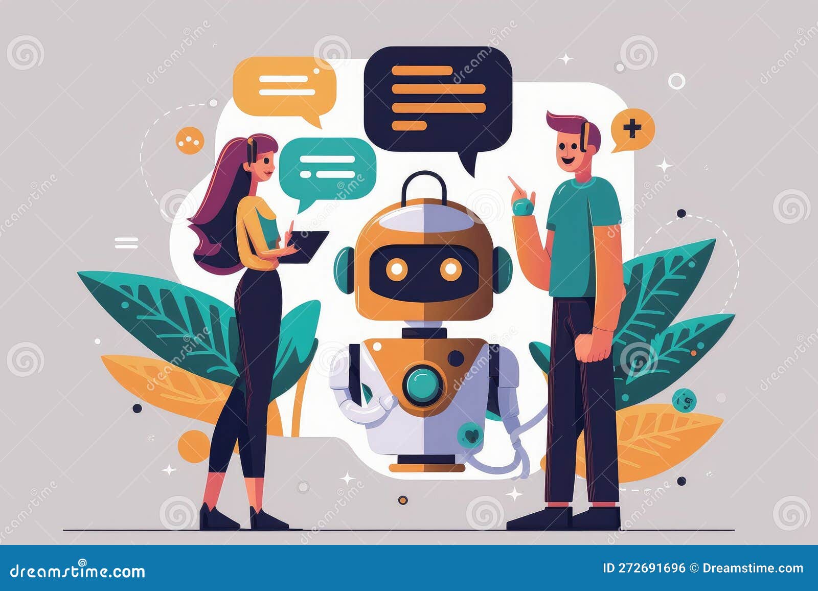 Chatbot Robot, Interacting with Human Customer Service Representative ...