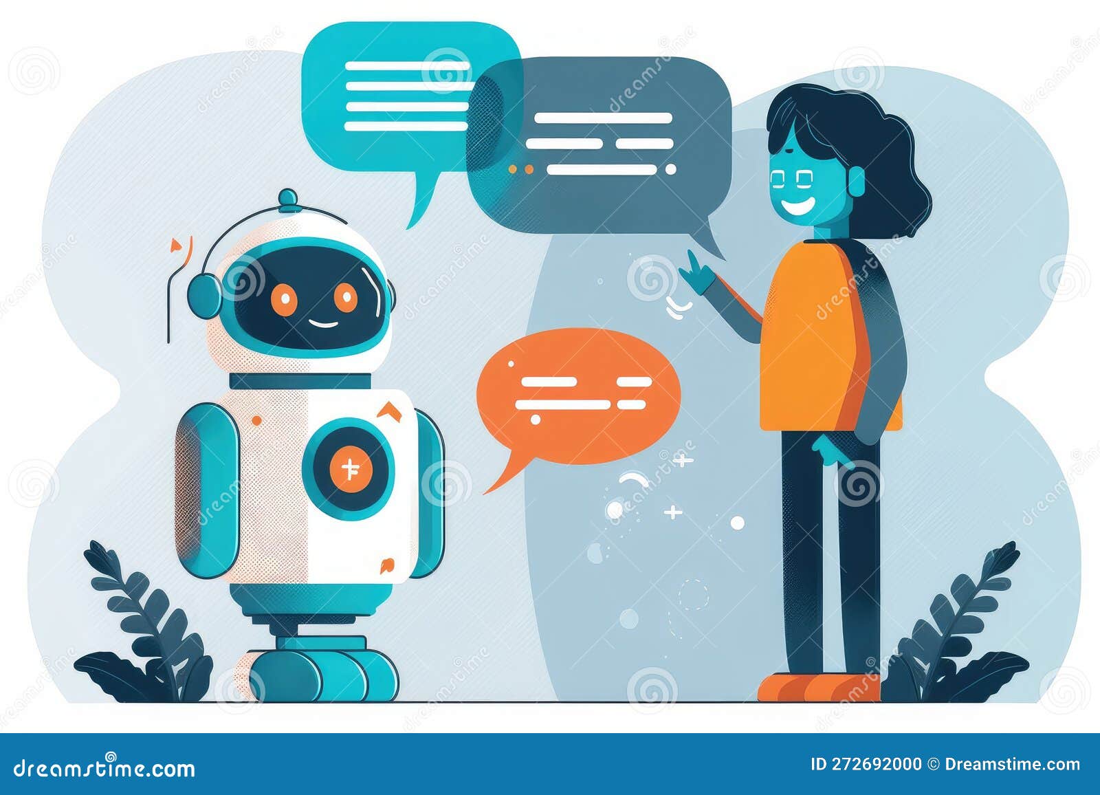 Chatbot Robot, Interacting with Person, Providing Information and ...