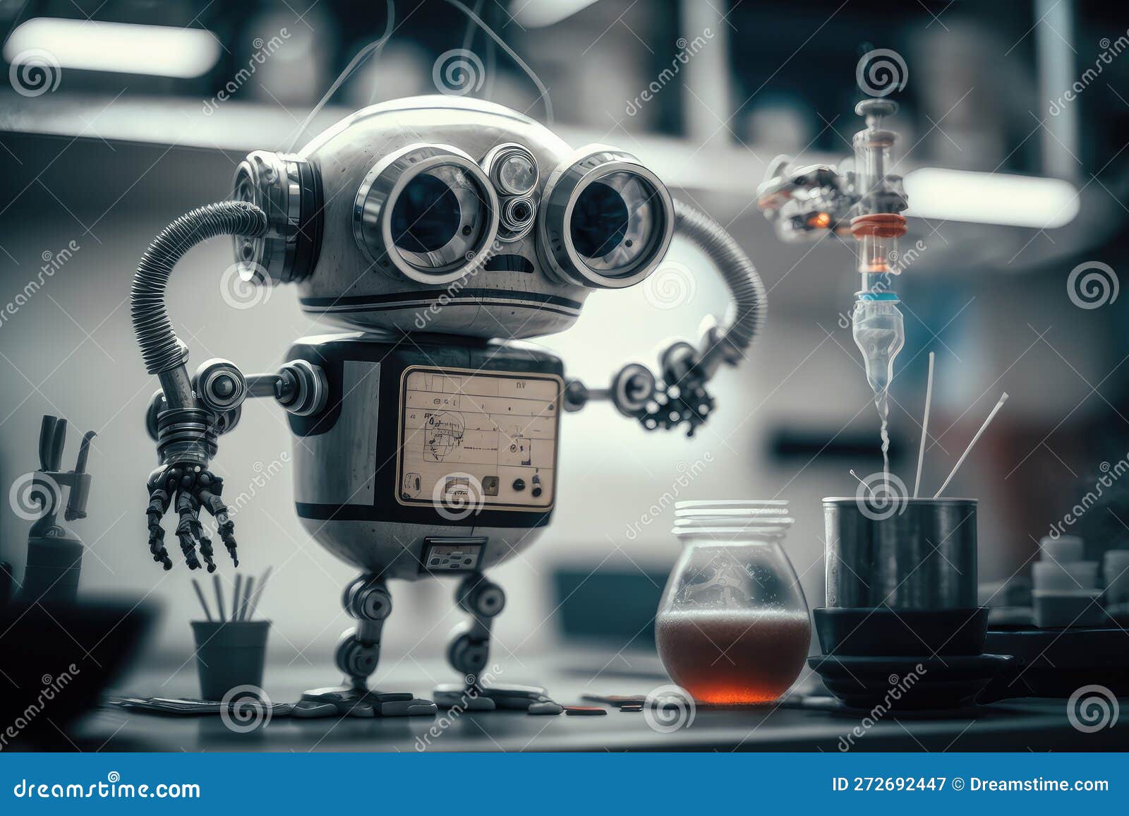 Chatbot Robot in Laboratory, Performing Experiments and Tests Stock ...