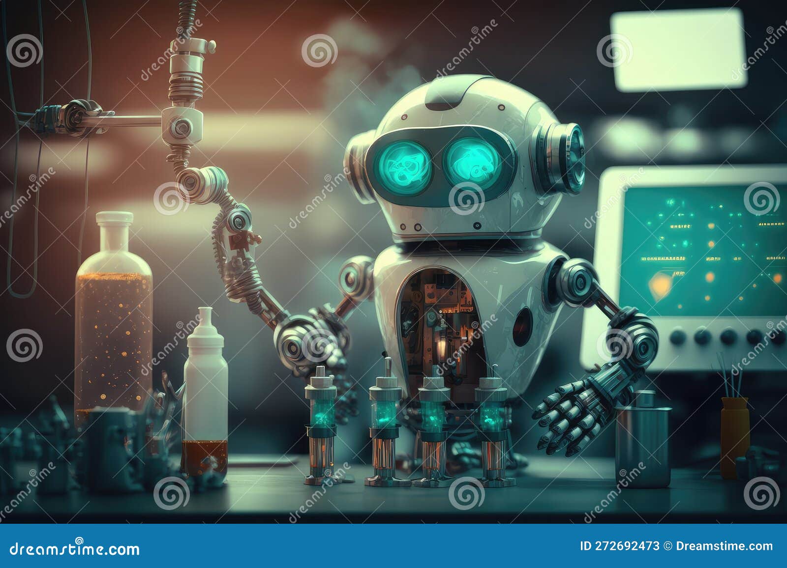Chatbot Robot in Laboratory, Performing Experiments and Tests Stock ...