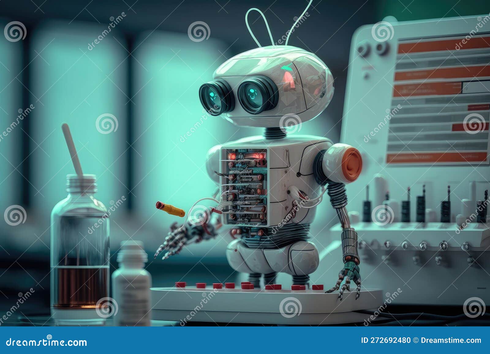 Chatbot Robot in Laboratory, Performing Experiments and Tests Stock ...