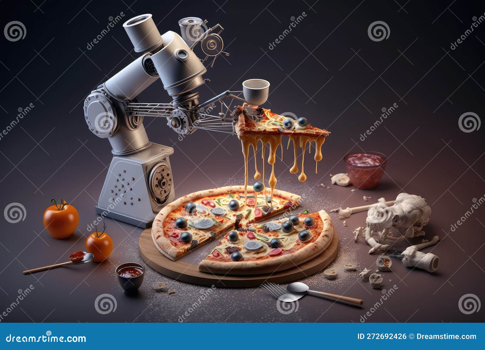 Chatbot Robot Making Pizza, Using Sophisticated Mix of Ingredients and ...