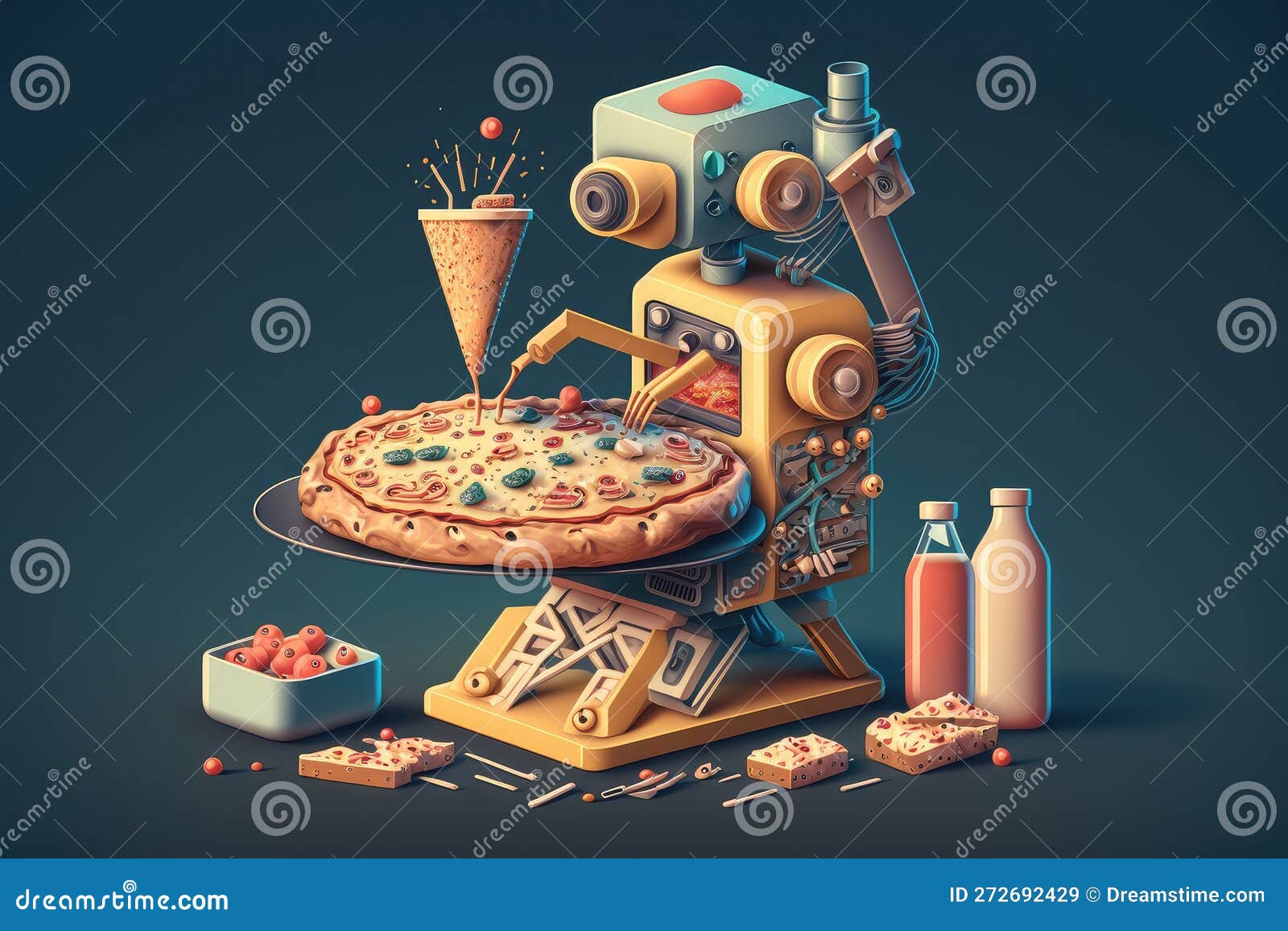 Chatbot Robot Making Pizza, Using Sophisticated Mix of Ingredients and ...