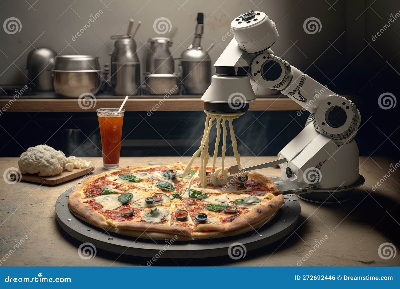 Chatbot Robot Making Pizza, Using Sophisticated Mix of Ingredients and ...
