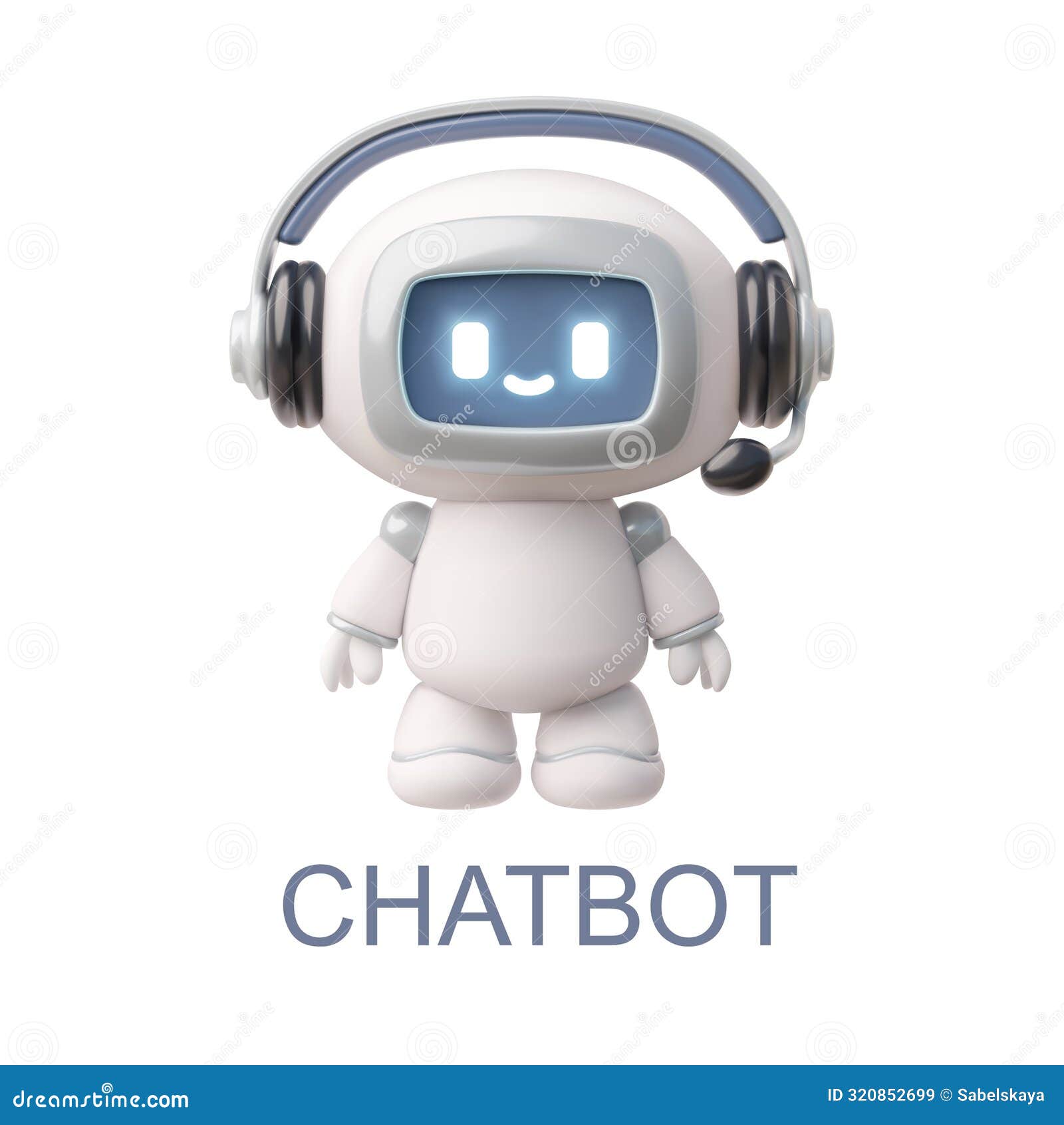 Chatbot Robot with Microphone and Headphones Realistic 3D Vector Poster ...