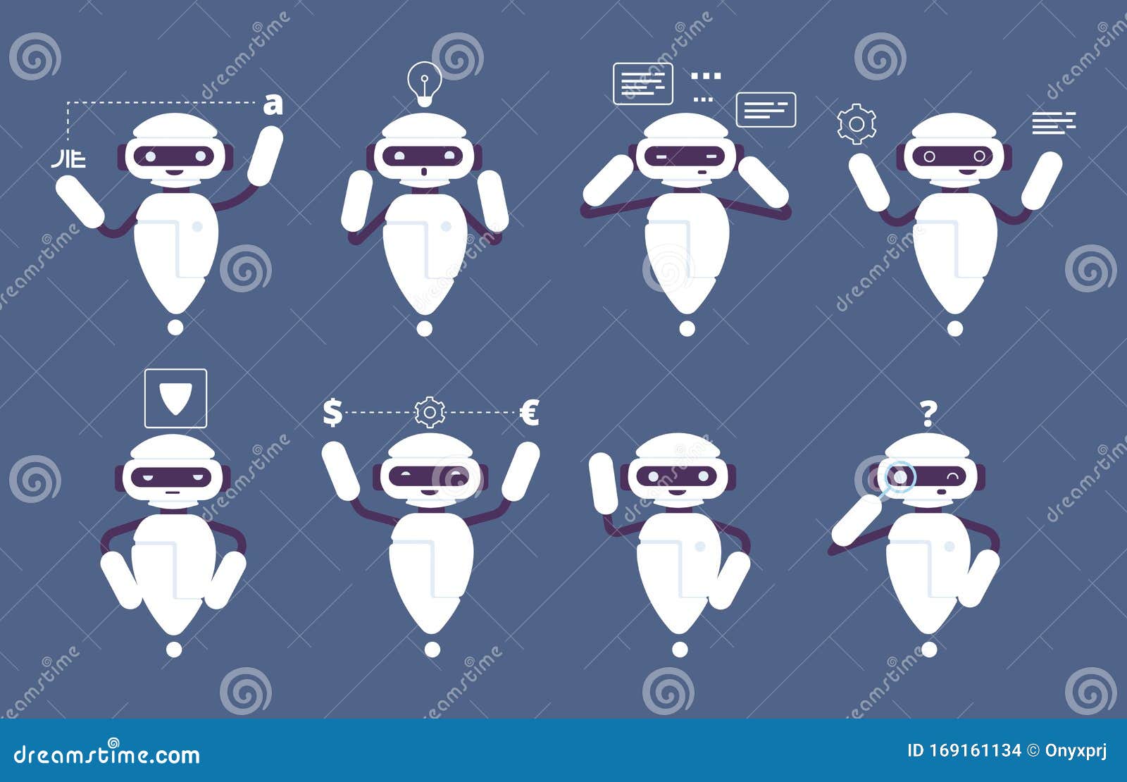 Chatbot Robot Typing On A Laptop Computer Sitting At A Desk. Cartoon ...