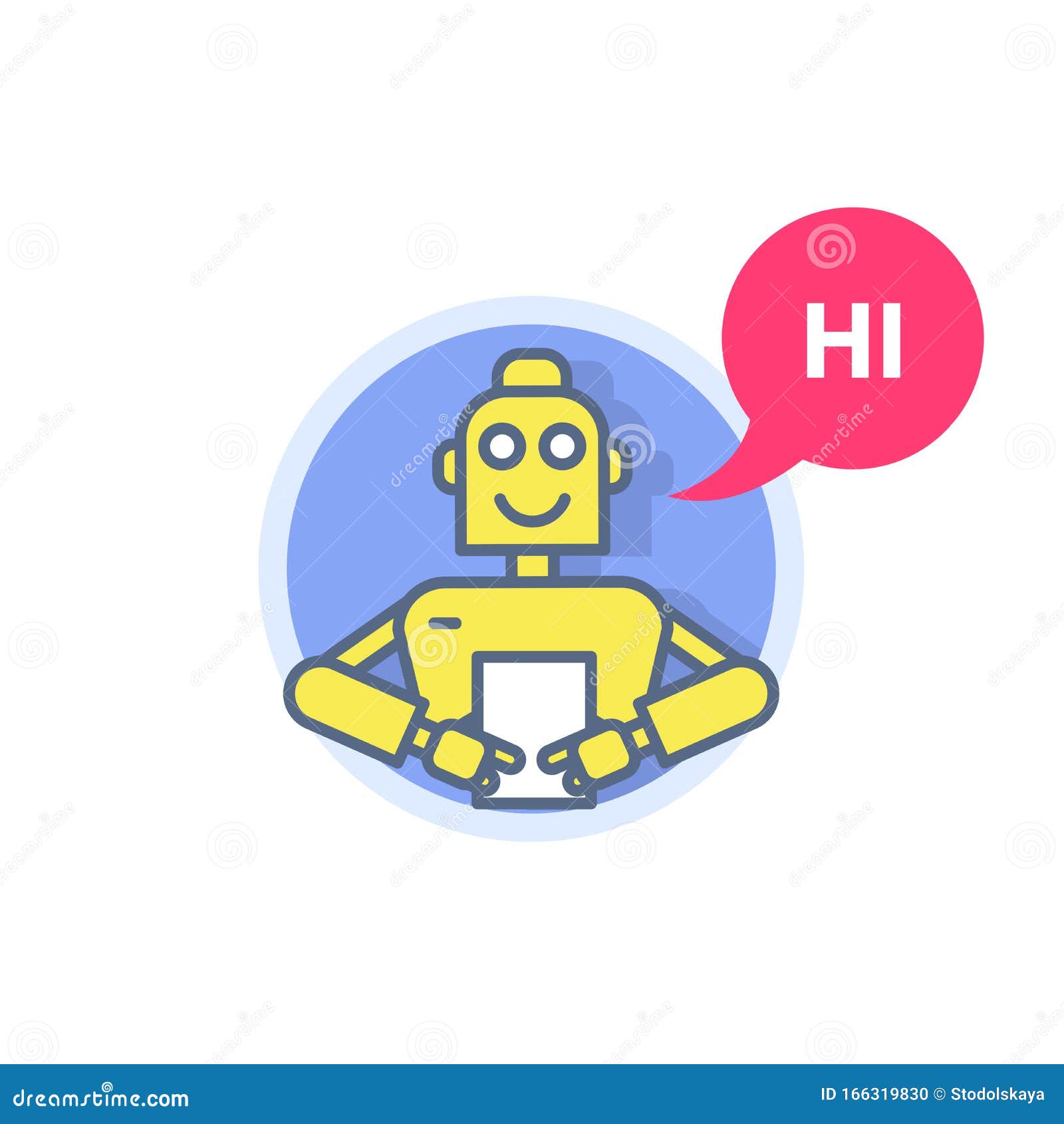 Chatbot Robot. Online Mascot Cute Character Walking Standing Talking ...