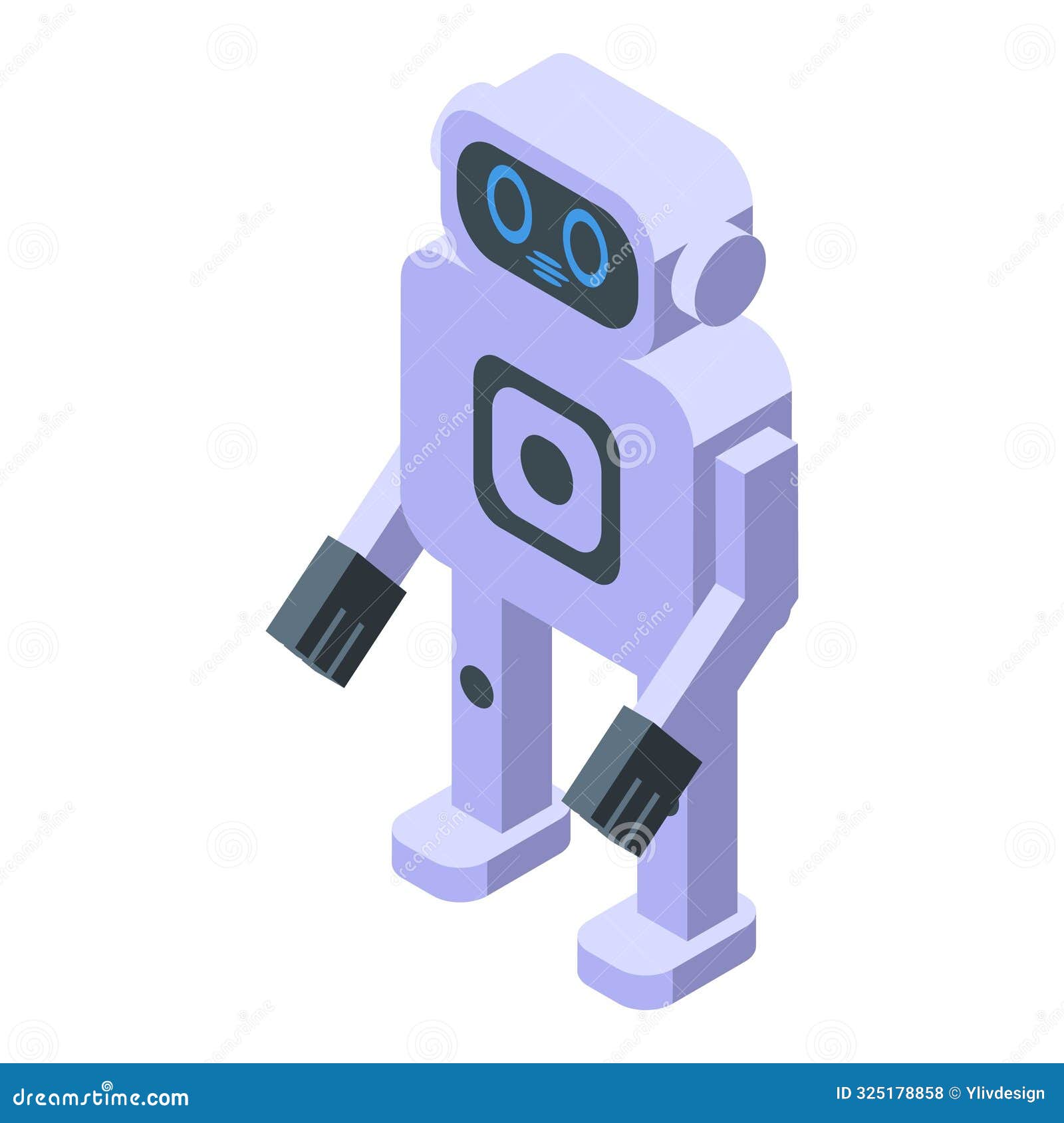 Chatbot Robot Standing with Square Body and Camera Lens Stock ...