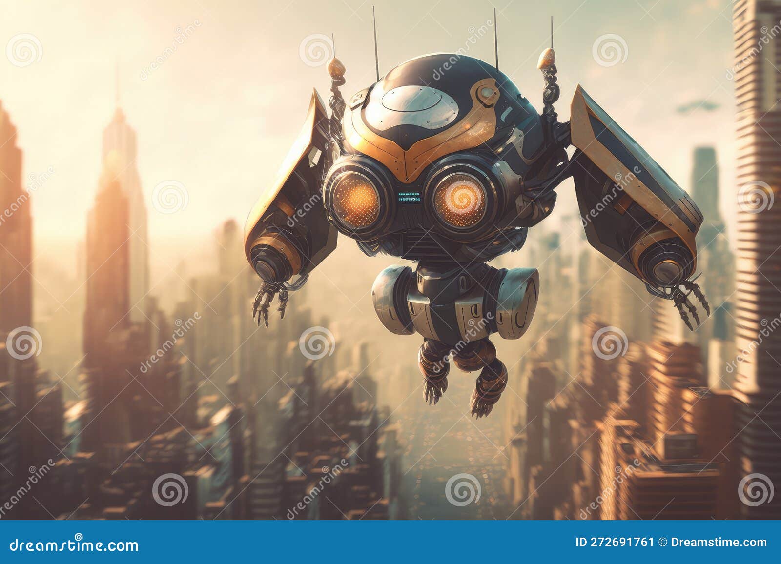 Chatbot Robot Transforming into Flying Mode, To Fly Over City and Save ...