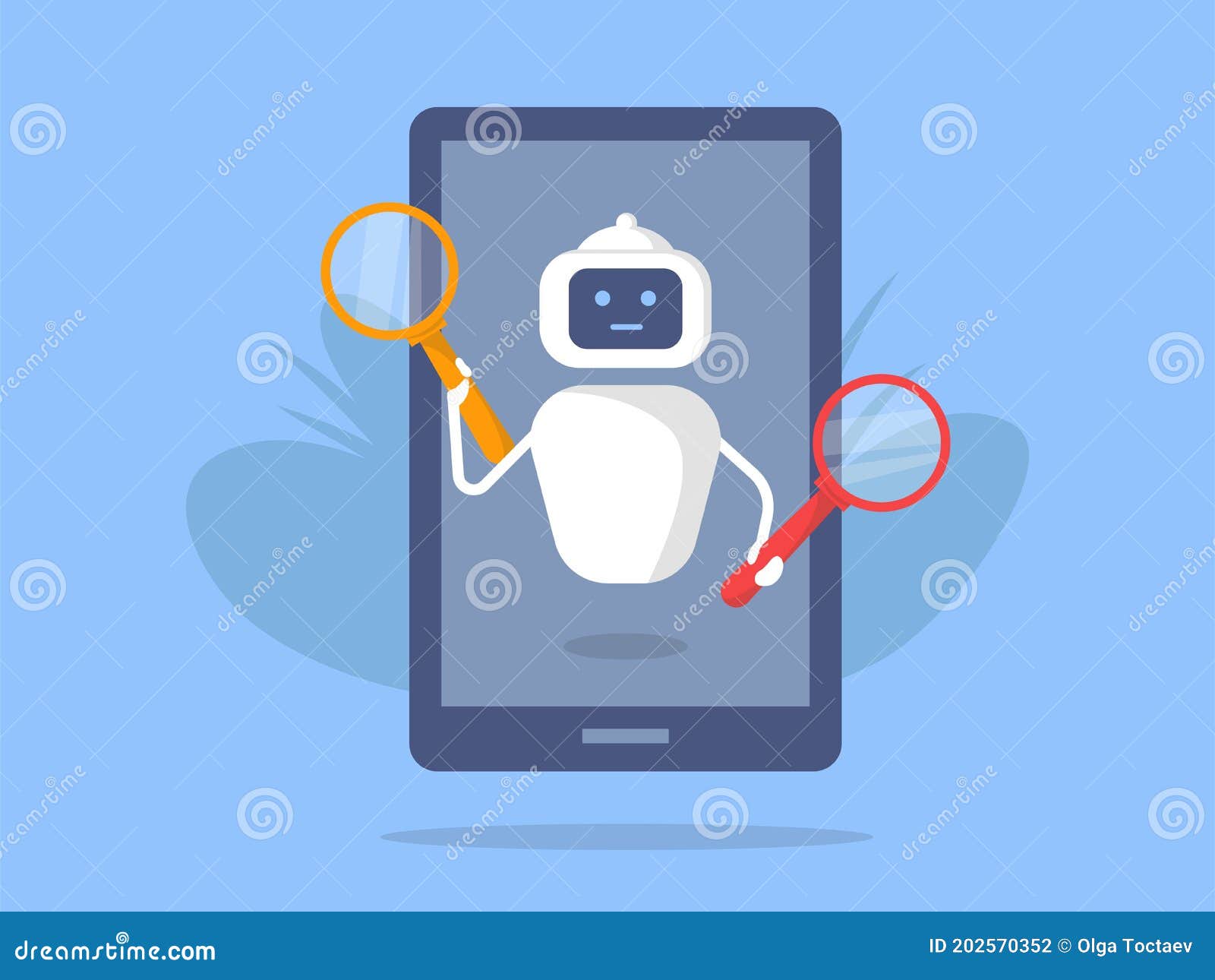 Chatbot Search Looks into a Magnifying Glass. Search Engine ...