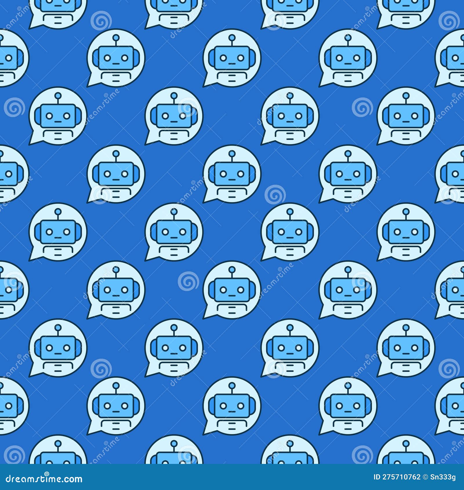 Chatbot in Speech Bubble Vector Colored Seamless Pattern Stock ...