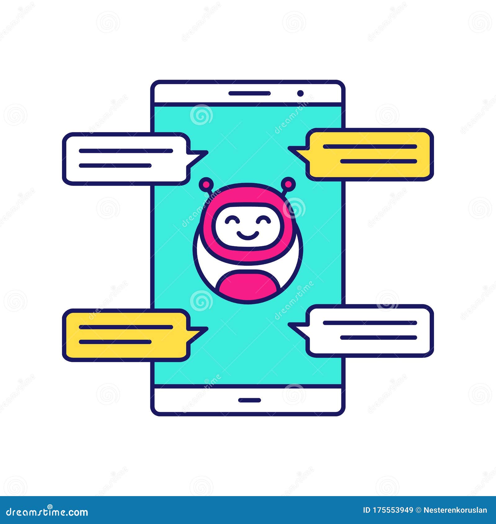 Chatbot with Speech Bubbles Color Icon Stock Vector - Illustration of ...