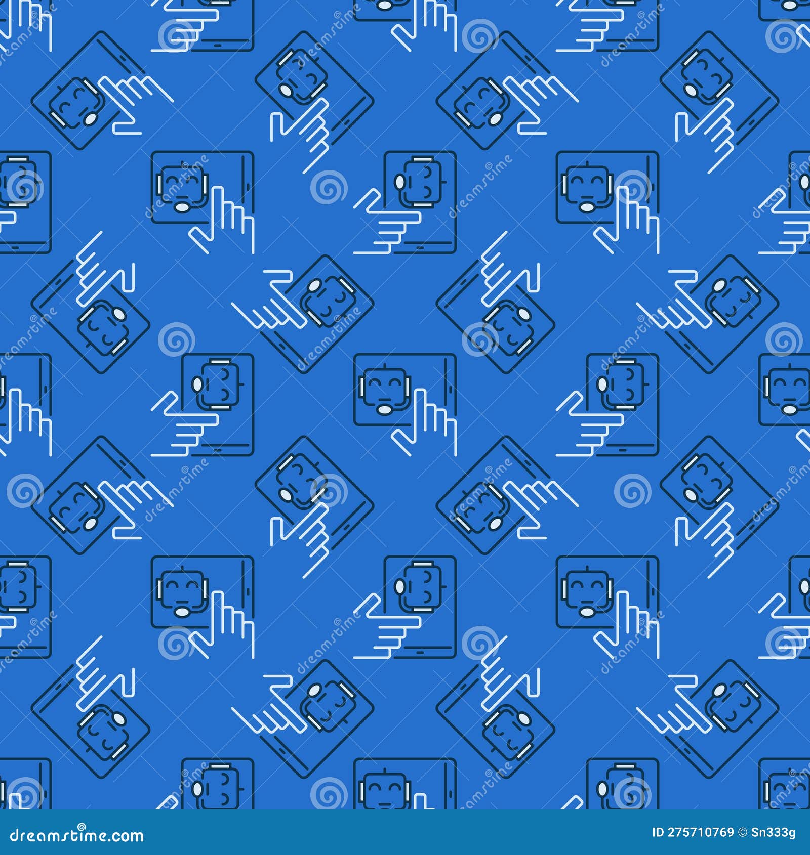 Chatbot Blue Icons Set. AI Cute Chatbots Robots Signs Collection Stock ...