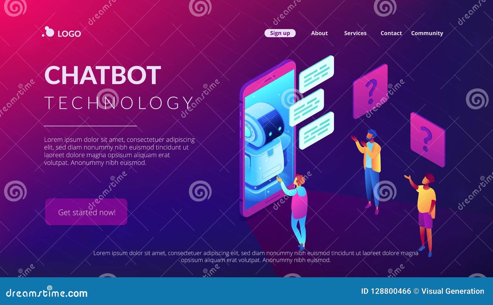 Chatbot Technology Isometric 3D Landing Page. Stock Vector ...