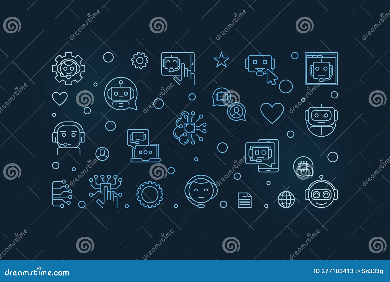 Chatbot On Blue Background. Artificial Intelligence Concept. Vector ...