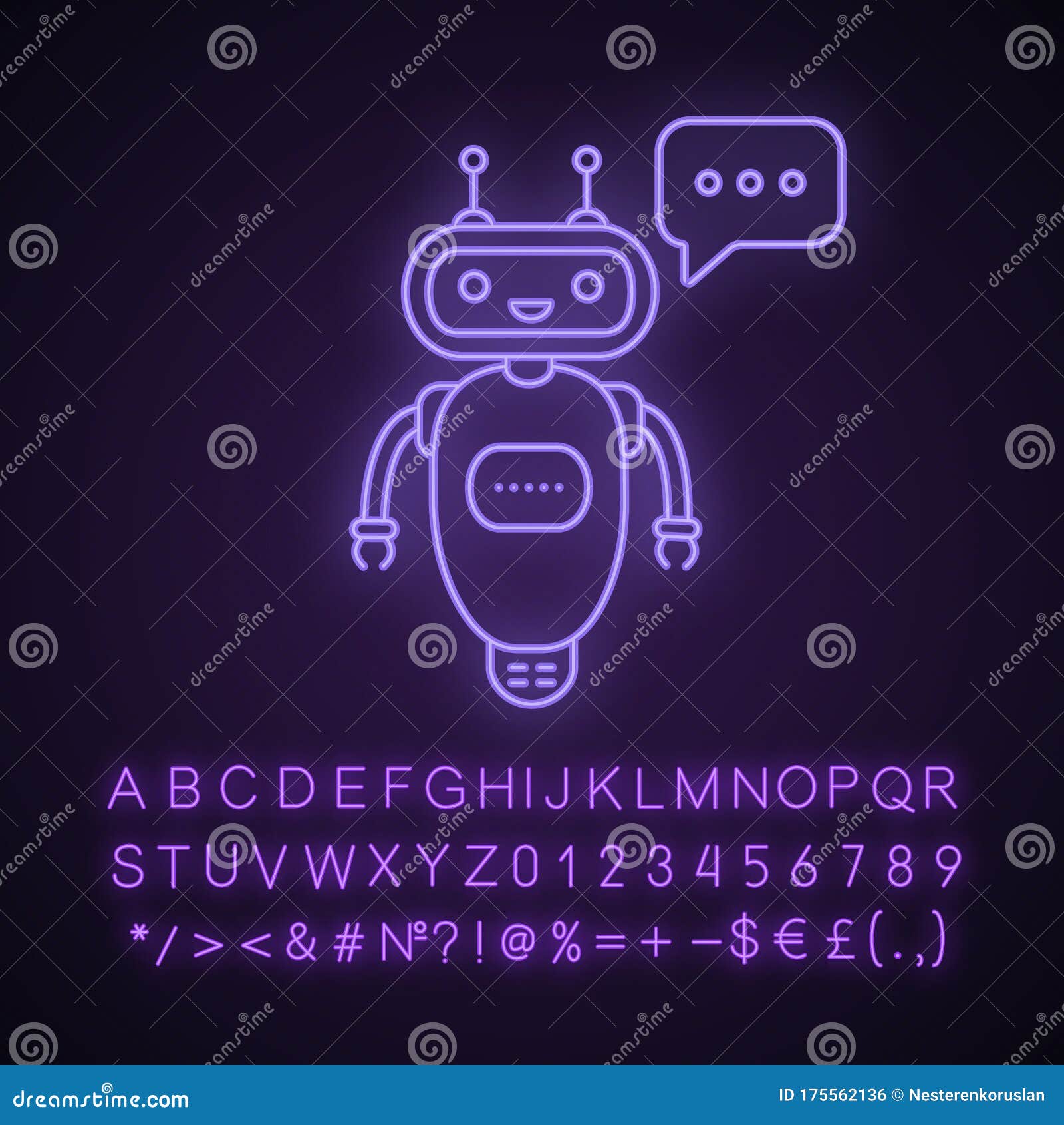 Chatbot Typing Answer Neon Light Icon Stock Vector - Illustration of ...