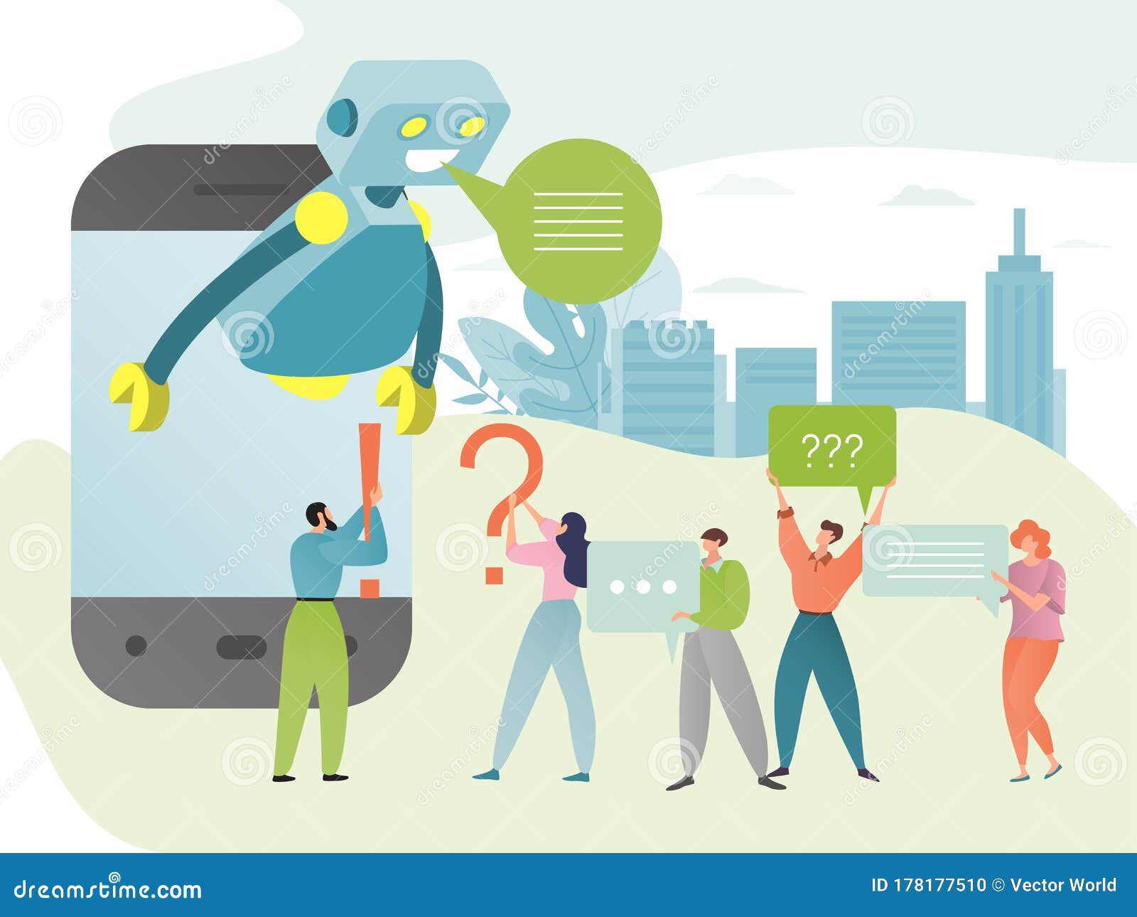 Chatbot Vector Illustration. Chat with Robot, Artificial Communication ...