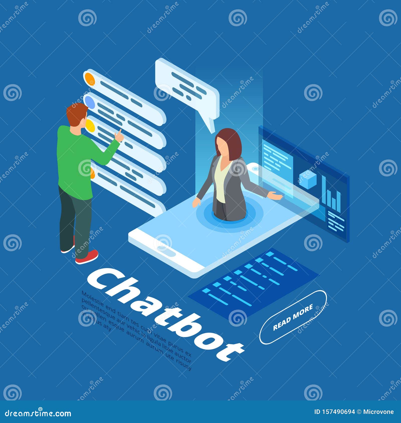 Chatbot Vector Illustration. Isometric Online Assistant Concept Stock ...