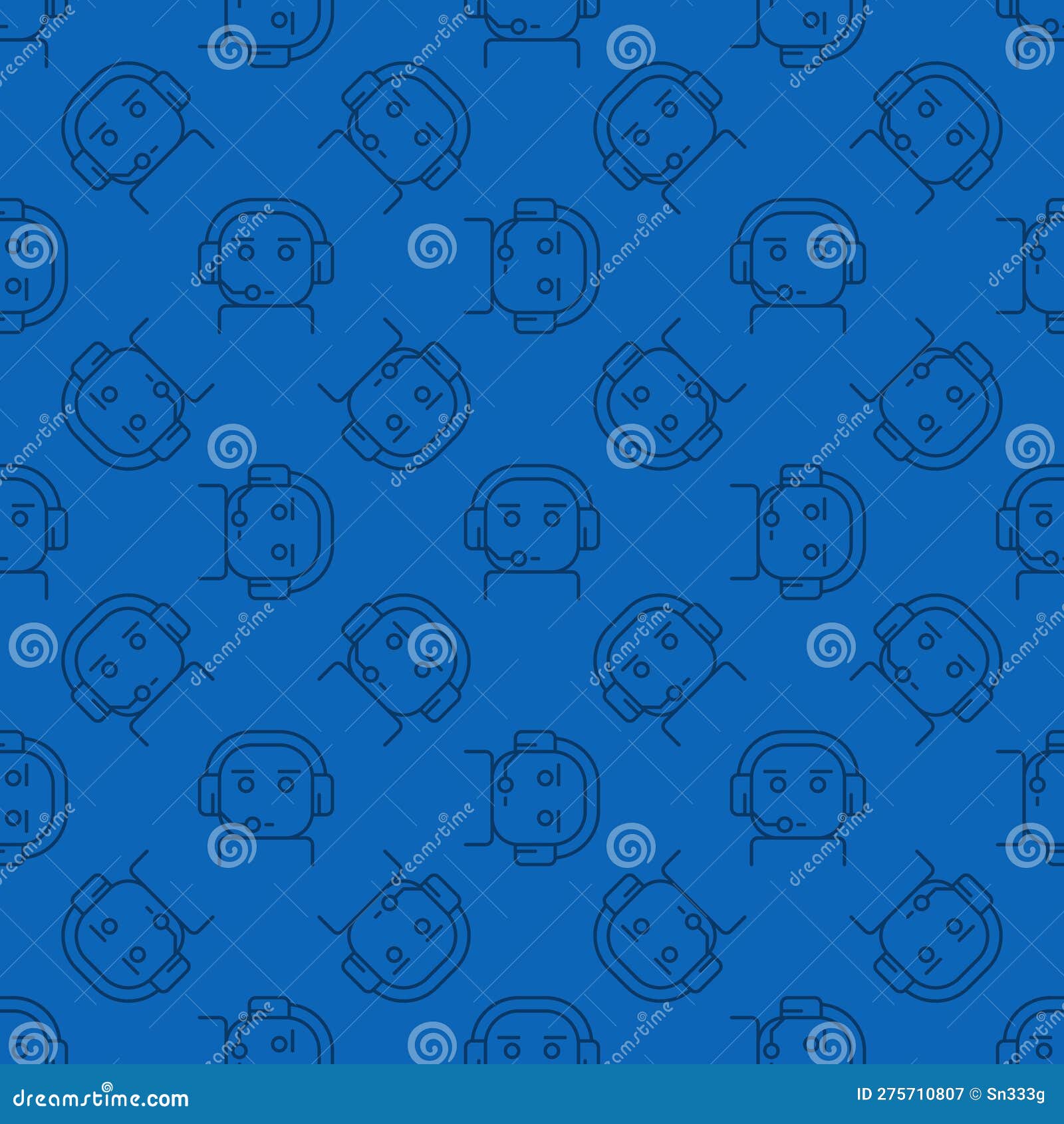 Chatbot Vector Support Service Linear Blue Seamless Pattern Stock ...