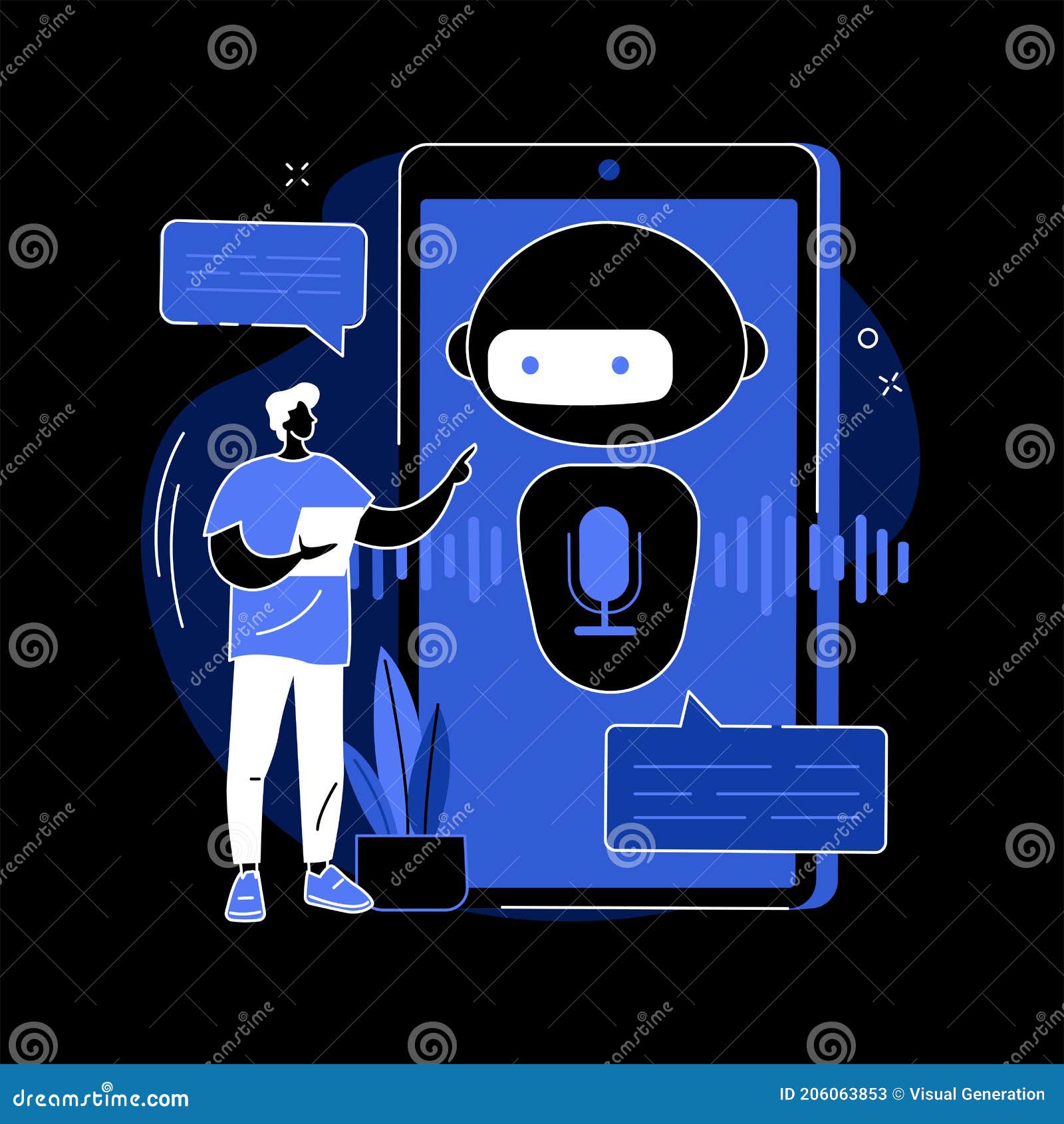 Chatbot Voice Controlled Virtual Assistant Abstract Concept Vector ...
