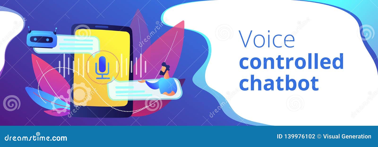 Chatbot Voice Controlled Virtual Assistant Concept Banner Header. Stock ...