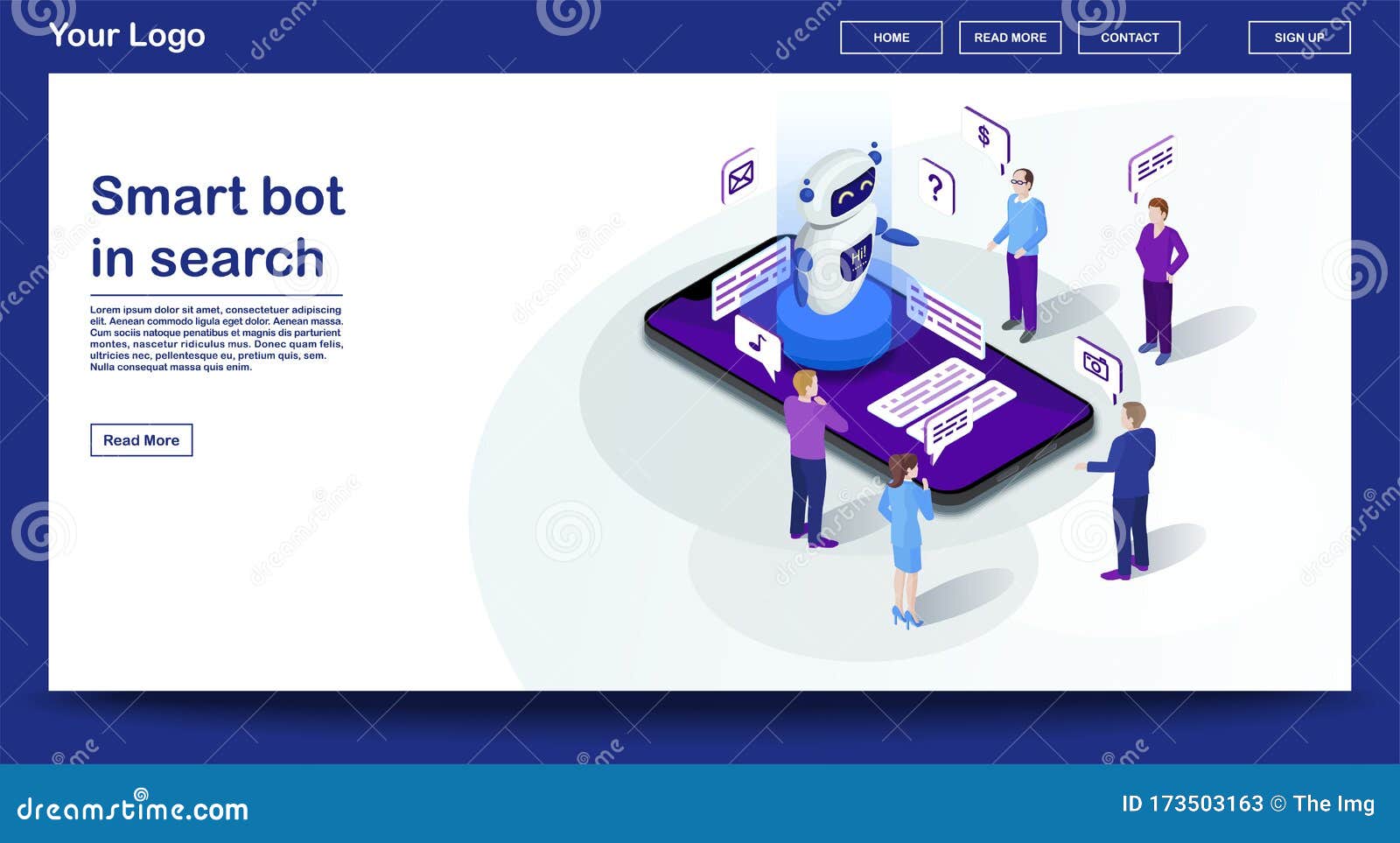 Chatbot Webpage Vector Template Stock Vector - Illustration of info ...